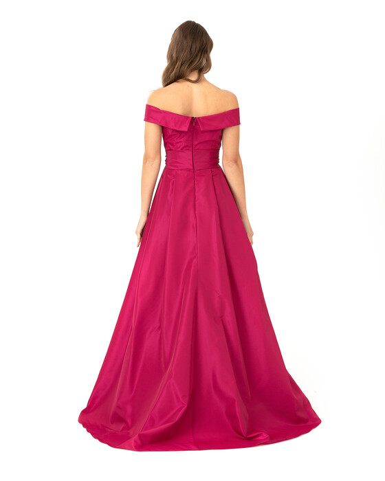 A Cut Open Shoulder Evening Dress - Ilmio