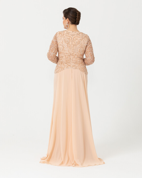 Plus Size Slim Form V Neck Chiffon Evening Dress Ilmio