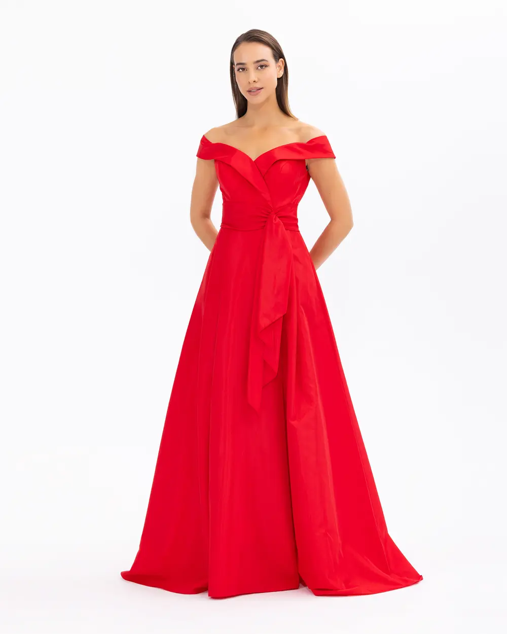 Strapless Neckline Open Shoulder Maxi Length Evening Dress - Ilmio