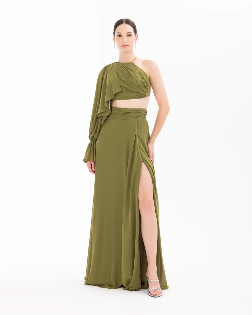 One Shoulder Chiffon Two Piece Evening Dresses - Ilmio