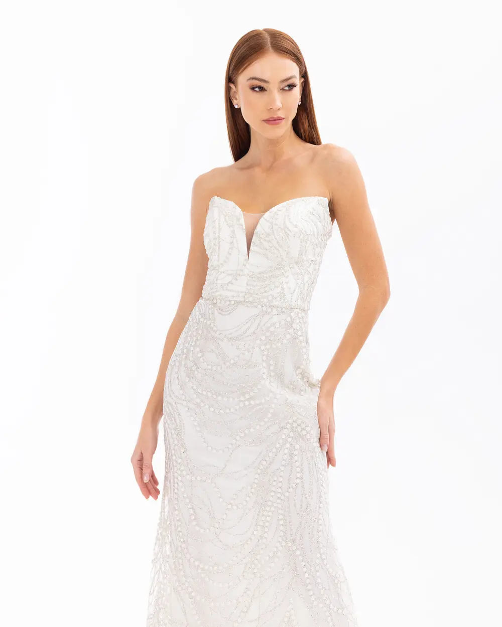 Cloak Fish Form Silvery Two Piece Evening Dress Set - Ilmio