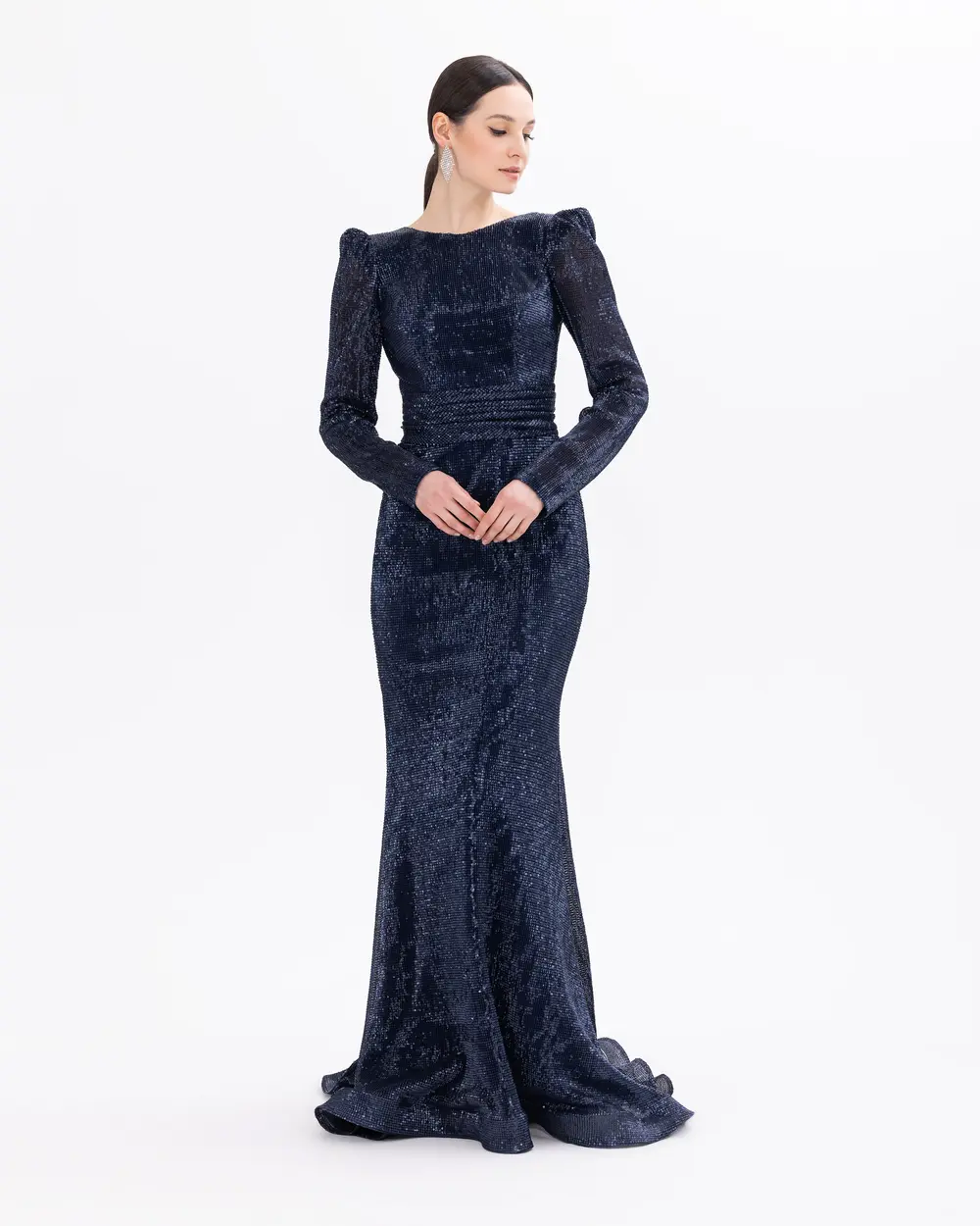 Maxi Length Sequined Evening Dress with Back Decollete - Ilmio